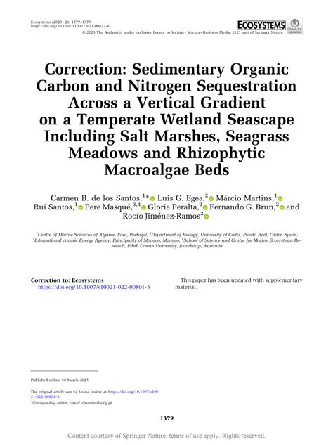 Correction Sedimentary Organic Carbon And Nitrogen Sequestration Across A Vertical Gradient On