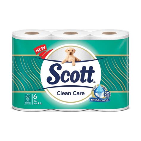 [ทั้งหมด 2 ชิ้น] สก๊อตต์ คลีนแคร์ กระดาษชำระหนา 3 ชั้น แพ็ค 6 ม้วน Scott Clean Care Pack 6