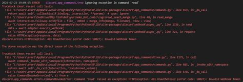 I Got Discord Errors HTTPException Unauthorized Error Code Invalid Webhook Token