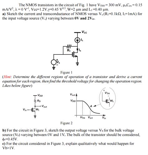 The Nmos Transistors In The Circuit Of Fig 1 Have Vth0 300 Mv Unco