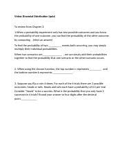 Week Video Binomial Distribution Quiz Docx Video Binomial Distribution Quiz To Review From
