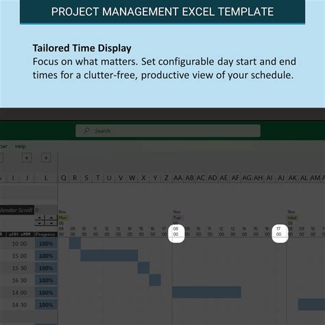 Hourly Planner Gantt Chart Excel Template Project Management Spreadsheet Etsy