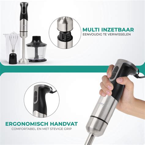 Niceey Staafmixer Set Met Hakmolen 4 In 1 Set Met Garde 1000w