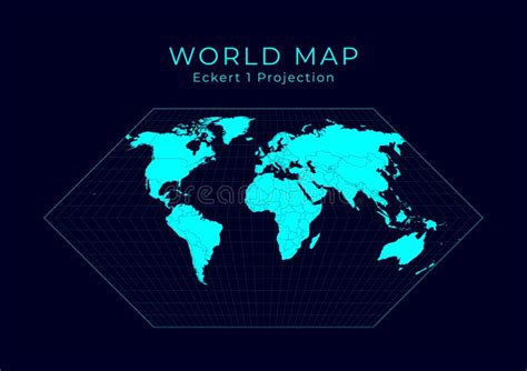 Map Of The World Eckert Iii Projection Stock Vector Illustration Of Boundary Graph 155455687