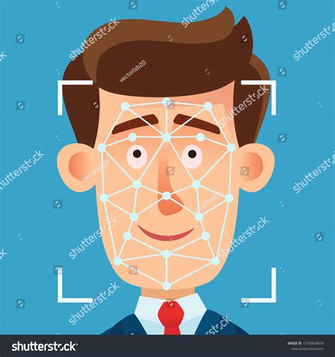 Face Id Recognition System Biometric Authentication Stock Vector