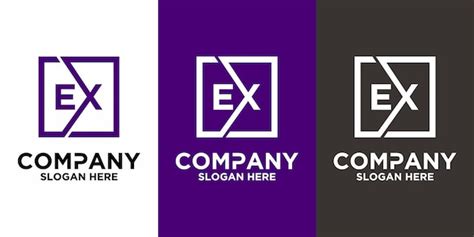Letras Ex Com Modelo De Vetor De Design Quadrado Vetor Premium