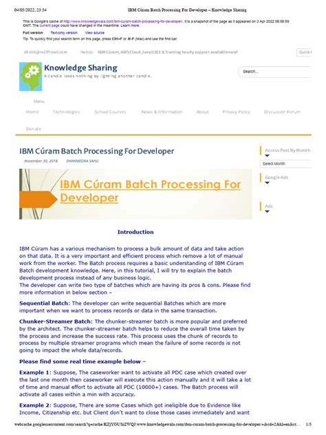 Ibm Cúram Batch Processing For Developer Knowledge Sharing Pdf