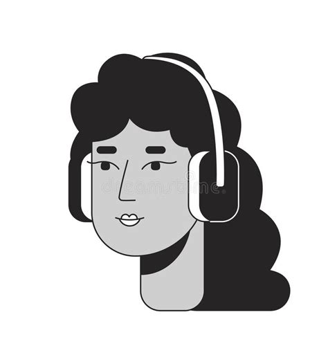 Audífonos Hispanos Cursi Cabeza De Caricaturista De 2d Línea En Blanco