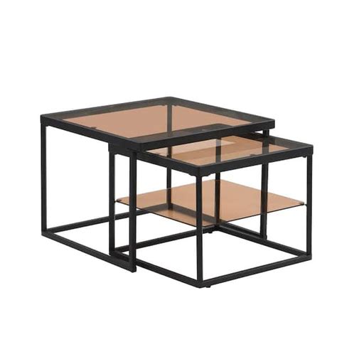 Tiramisubest Td Garden Outdoor Modern Metal Nested Coffee Table Black