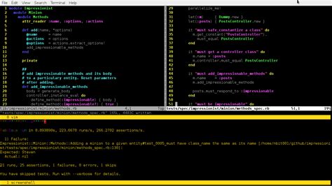 Simulate A Shell In Vim Run Your Test Suite Inside Vim Gnu Screen Tmux Antonio C Nalesso