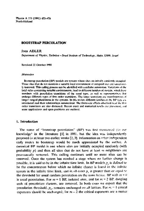 Pdf Bootstrap Percolation