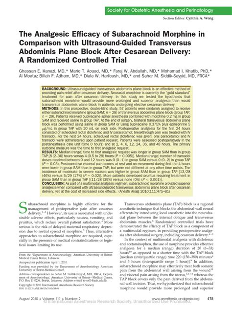 The Analgesic Efficacy Of Subarachnoid Morphine In Comparison With Ultrasound Guided Transversus