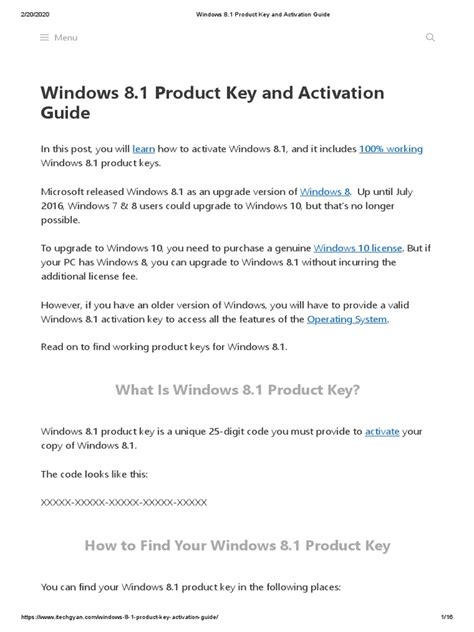 Windows 8 1 Product Key And Activation Guide Pdf Windows 8 1 Microsoft Windows