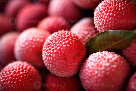 Macro Fresh Juicy Of Lychee Fruit Background Closeup Photo Summer