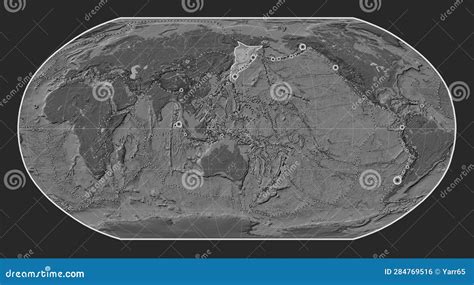 Okhotsk Tectonic Plate Bilevel Robinson Earthquakes And Bound Stock Illustration