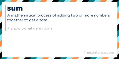 Sum Definition Meaning And Examples In English
