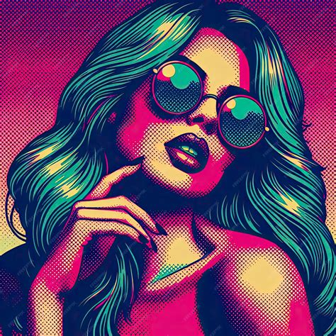 Premium Photo Trending Retro Halftone Bitmap Effect Female Model Posing For Brand Commericals