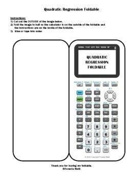 TI Graphing Calculator Foldable Quadratic Regression By Foresta Math
