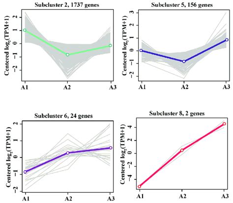 trends in the expression patterns of upregulated deg clusters at