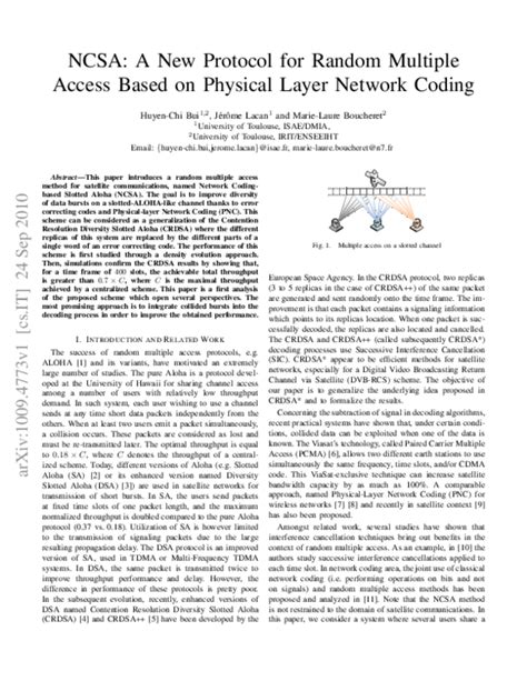 Pdf Ncsa A New Protocol For Random Multiple Access Based On Physical