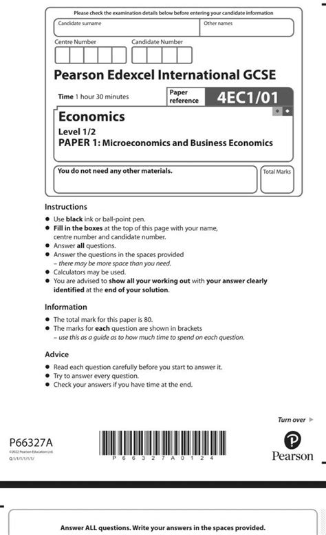 Igcse Edexcel Past Papers For Economics ⭐️ Includes Unseen Official