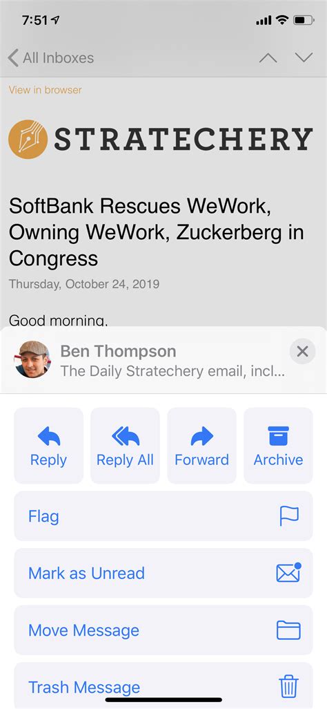 Daring Fireball The Curious Design Of Mails Message Action Toolbar In Ios 13