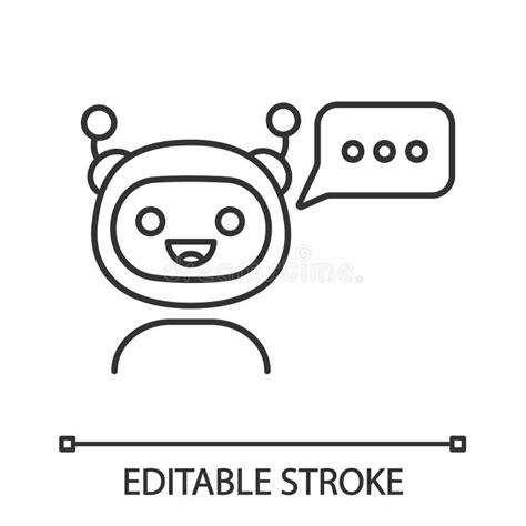 Chatbot With Three Dots In Speech Bubble Linear Icon Stock Vector