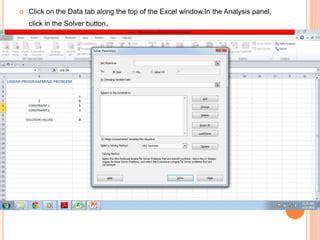 Solution Of A Simplex Problem Using Excel PPTX