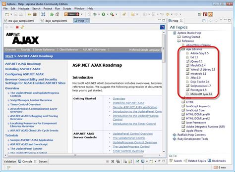 Ms Ajax Client Javascript Integrated Within The Aptana Ide Scott