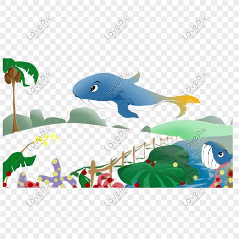 푸른 수중 세계 패턴 요소 Png 일러스트 무료 다운로드 Lovepik