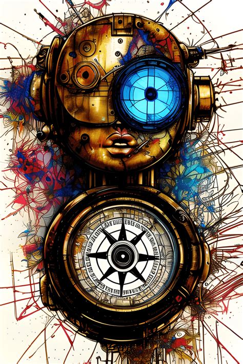 Hd Animated Robot Compass Extremely Realistic And Intricately Steampunk