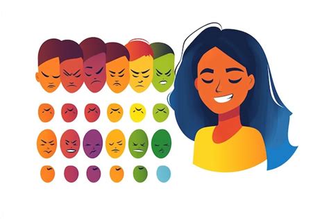 woman with multiple faces color scale premium ai generated vector