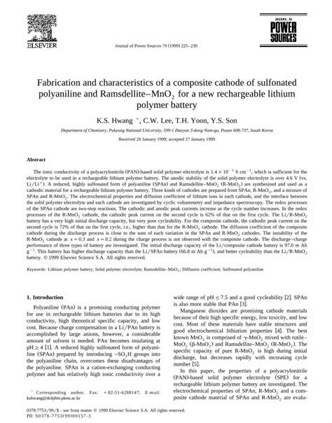 Pdf Fabrication And Characteristics Of A Composite Cathode Of