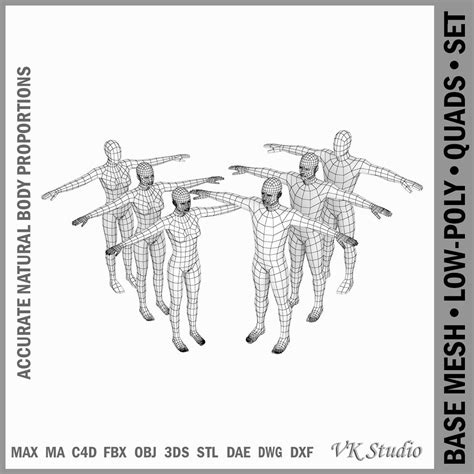 D Asset Female And Male Base Mesh In T Pose