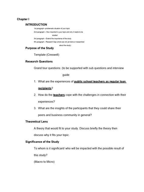 Research Format Chapter I 5 Pdf Data Paragraph