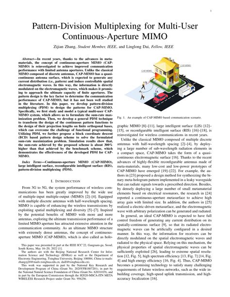 Pdf Pattern Division Multiplexing For Multi User Continuous Aperture Mimo