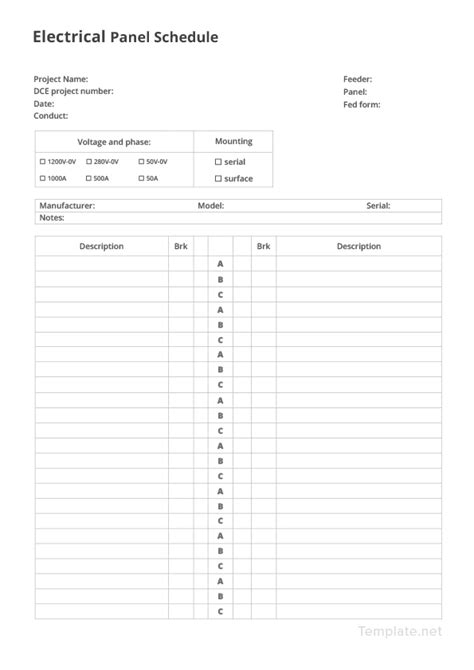 Electrical Panel Schedule Template In Microsoft Word
