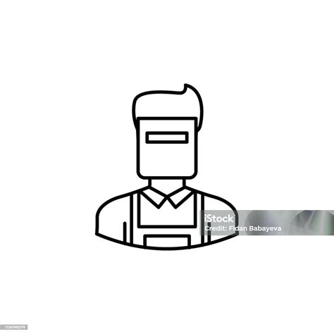 아바타 용접기 개요 아이콘입니다 징후와 기호는 웹 로고 모바일 앱 Ui Ux에 사용할 수 있습니다 금속 산업에 대한 스톡 벡터 아트 및 기타 이미지 Istock