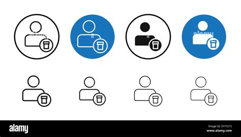 Delete User Icon Black Line Art Vector In Black And White Outline Set Collection Sign Stock