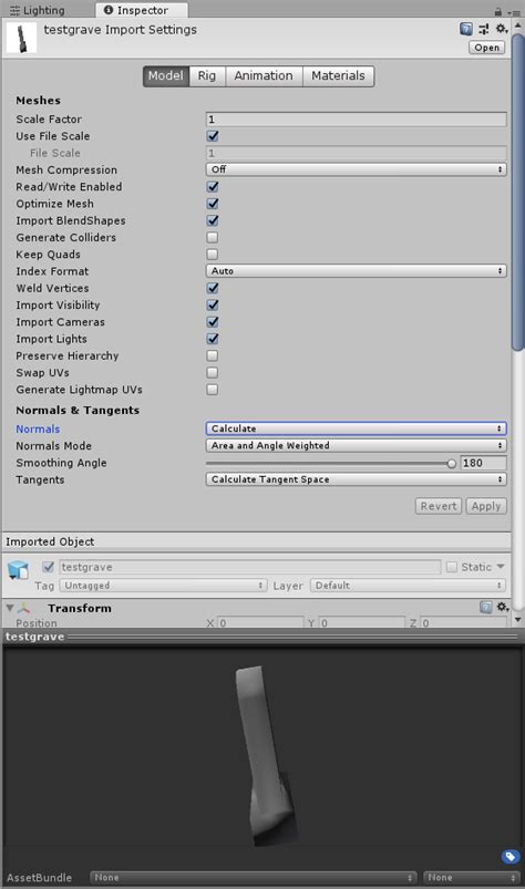 Light Imported Object Into Unity Lighting Not Working Correctly