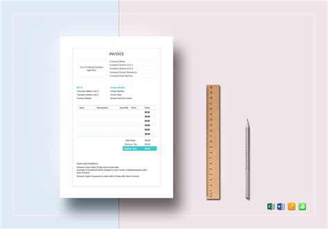 Plumbing Invoice Template In Word Excel Apple Pages Numbers