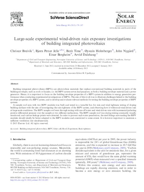 Pdf Large Scale Experimental Wind Driven Rain Exposure Investigations Of Building Integrated