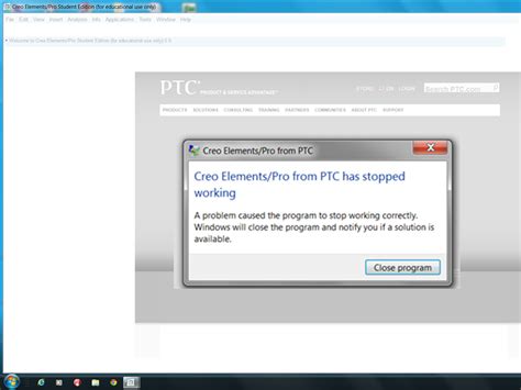 Solved Creo Elementspro From Ptc Has Stopped Working Ptc Community