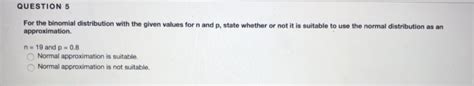Solved QUESTION For The Binomial Distribution With The Chegg