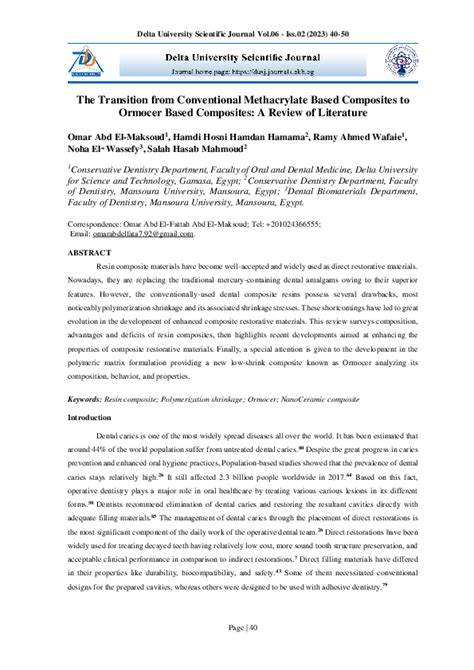 Pdf The Transition From Conventional Methacrylate Based Composites To Ormocer Based Composites