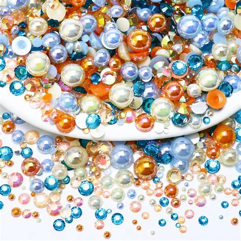 Towenm 60g Mixed Pearls And Rhinestones Flatback