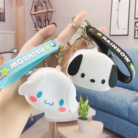 Sanrio 마이 멜로디 시나모롤 시나모롤 리틀 트윈 스타 항요돈 귀여운 만화 소프트 실리카 젤 동전 지갑 열쇠 고리 펜던트 AliExpress