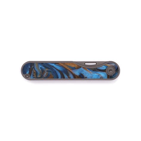 Minimalist Resinart Pocket Knife Dana Teal And Gold 579206 Carved