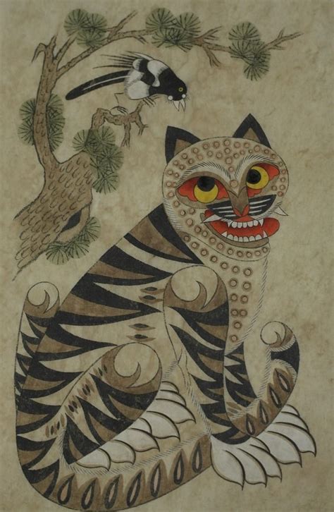 [기초] 민화배우는 첫날 그리는 그림 까치호랑이 Korean Art Asian Art Tiger Rug Korean