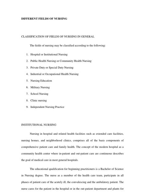 Different Fields Of Nursing Pdf Nurse Practitioner Nursing